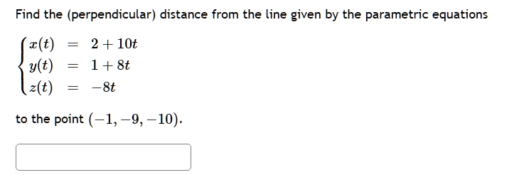 Solved Find the (perpendicular) ﻿distance from the line | Chegg.com