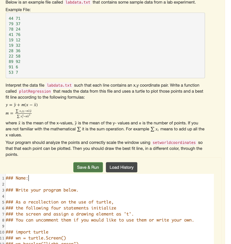 Below is an example file called labdata.txt | Chegg.com