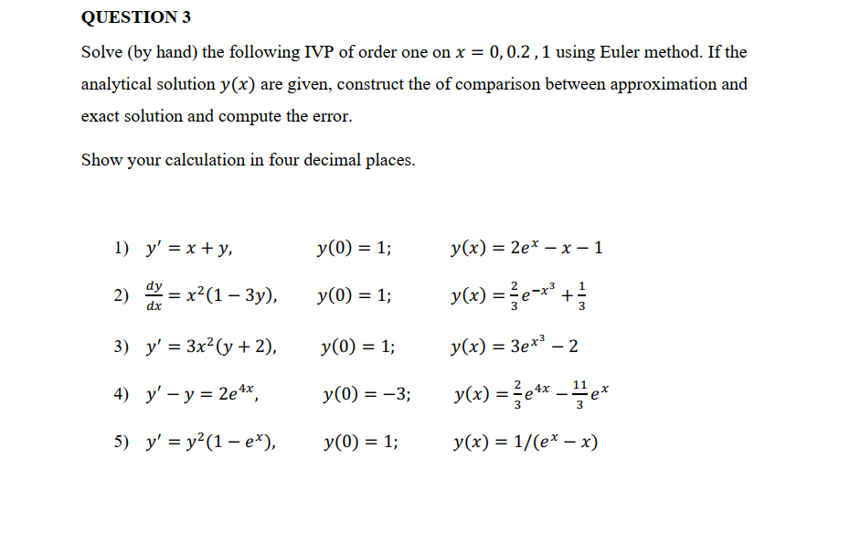 Solved Solve (by hand) the following IVP of order one on | Chegg.com