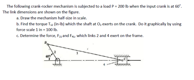 Solved The following crank-rocker mechanism is subjected to | Chegg.com