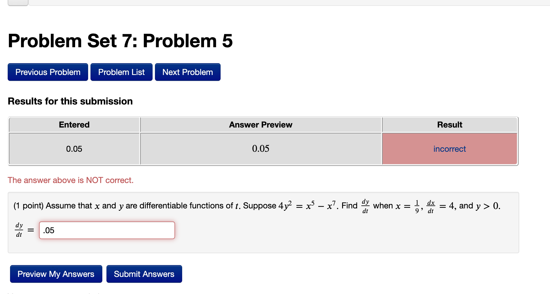Solved Problem Set 7: Problem 5 Previous Problem Problem | Chegg.com