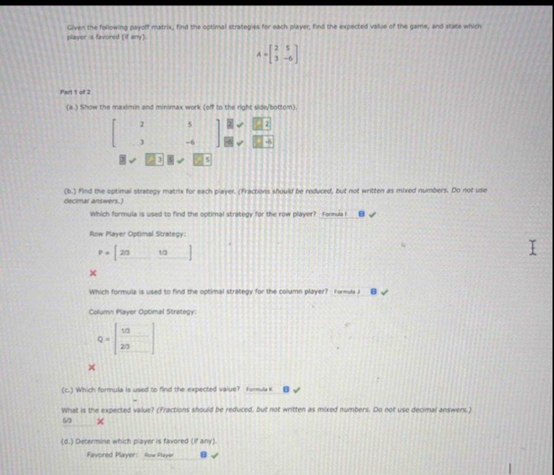 Solved Given the following payorf matrix, find the optimal | Chegg.com