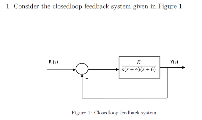 Solved 1 Consider The Closedloop Feedback System Given In 