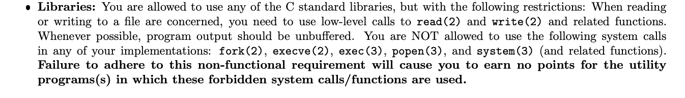 Solved implementing a collection of basic Unix utilities | Chegg.com