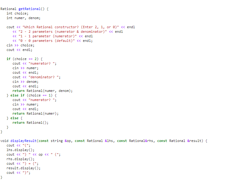 Solved #include using namespace std; // Rational Class | Chegg.com