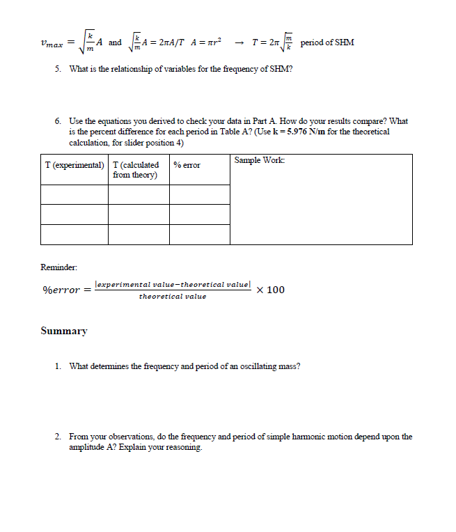 Solved Vmax = A and m = 214/T A = tra T = 21 period of SHM | Chegg.com