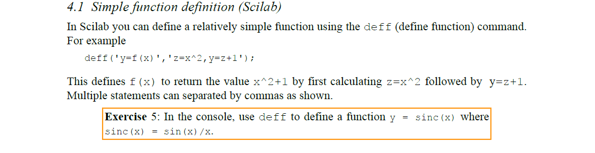 Solved 4.1 Simple function definition (Scilab) In Scilab you | Chegg.com