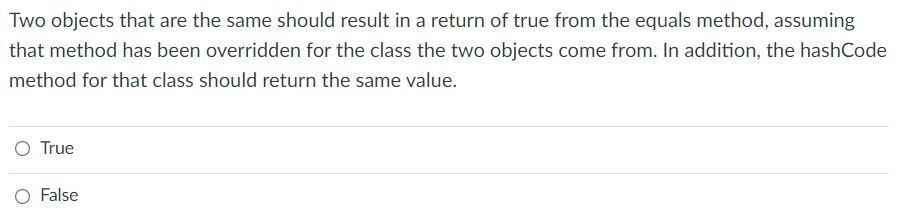 Solved Two Objects That Are The Same Should Result In A Chegg