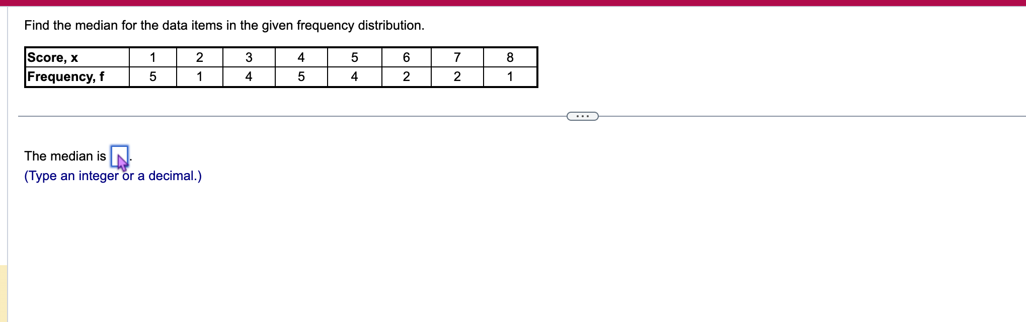 Solved Find the median for the data items in the given | Chegg.com