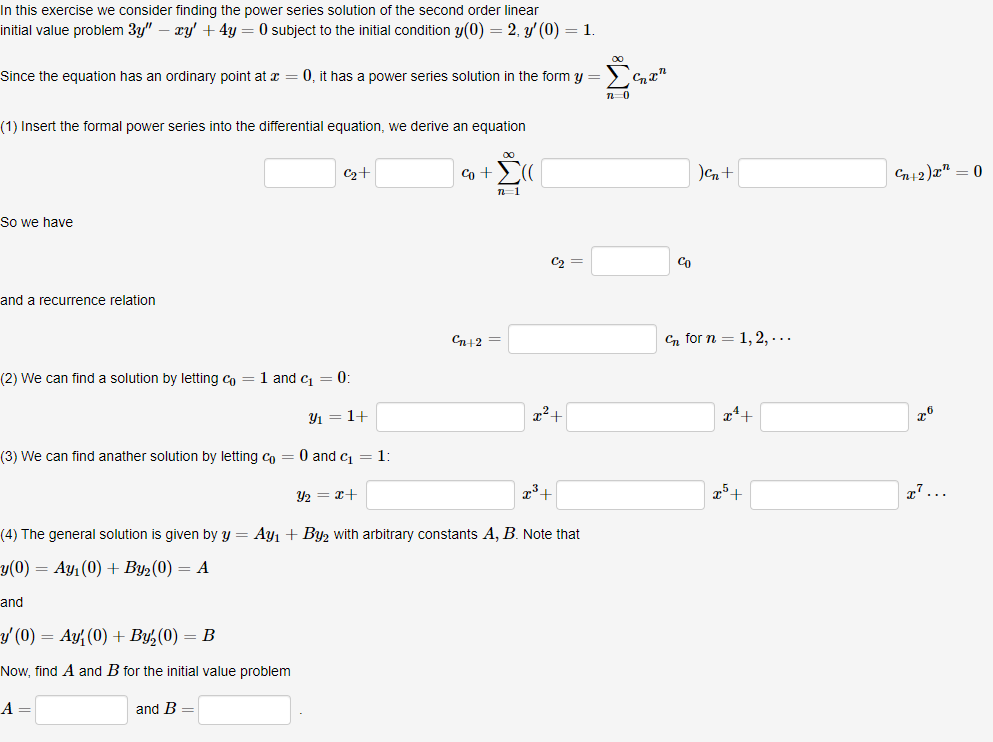 Solved In This Exercise We Consider Finding The Power Series