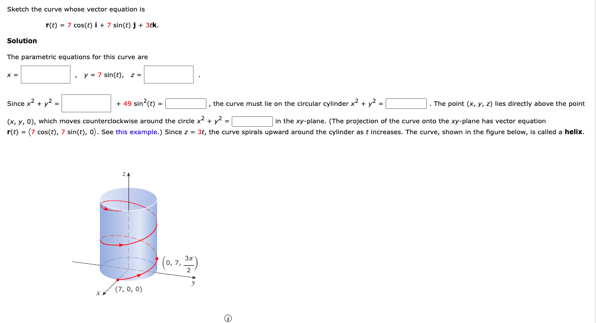 Solved Sketch the curve whose vector equation is r(t) = 7 | Chegg.com