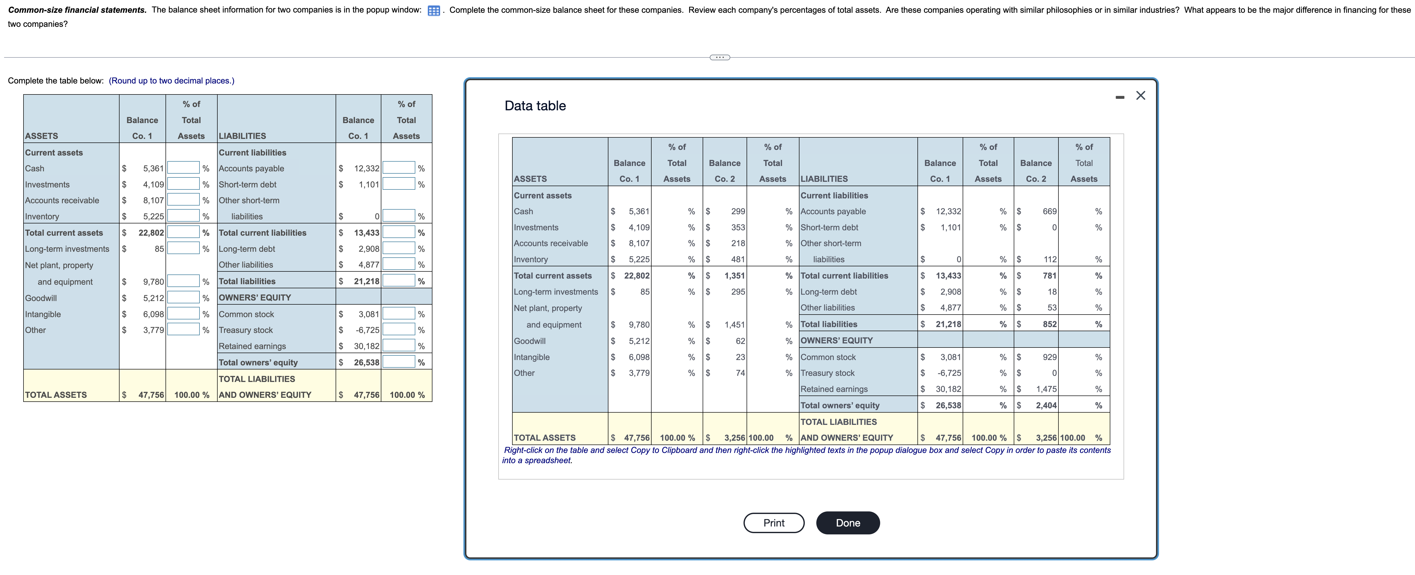 Solved Common-size financial statement: please help me solve | Chegg.com