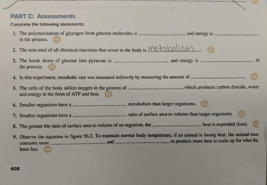 Solved PART C: Assessments Complete the folliowing | Chegg.com