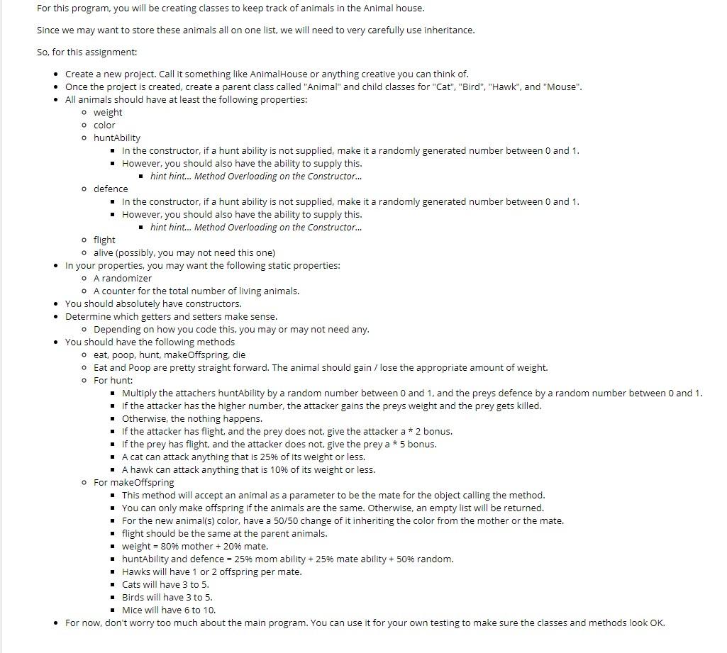 Solved For this program, you will be creating classes to | Chegg.com