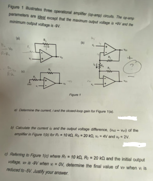 Solved Figure 1 illustrates three operational amplifier | Chegg.com