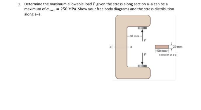 Solved 1. Determine the maximum allowable load P given the | Chegg.com