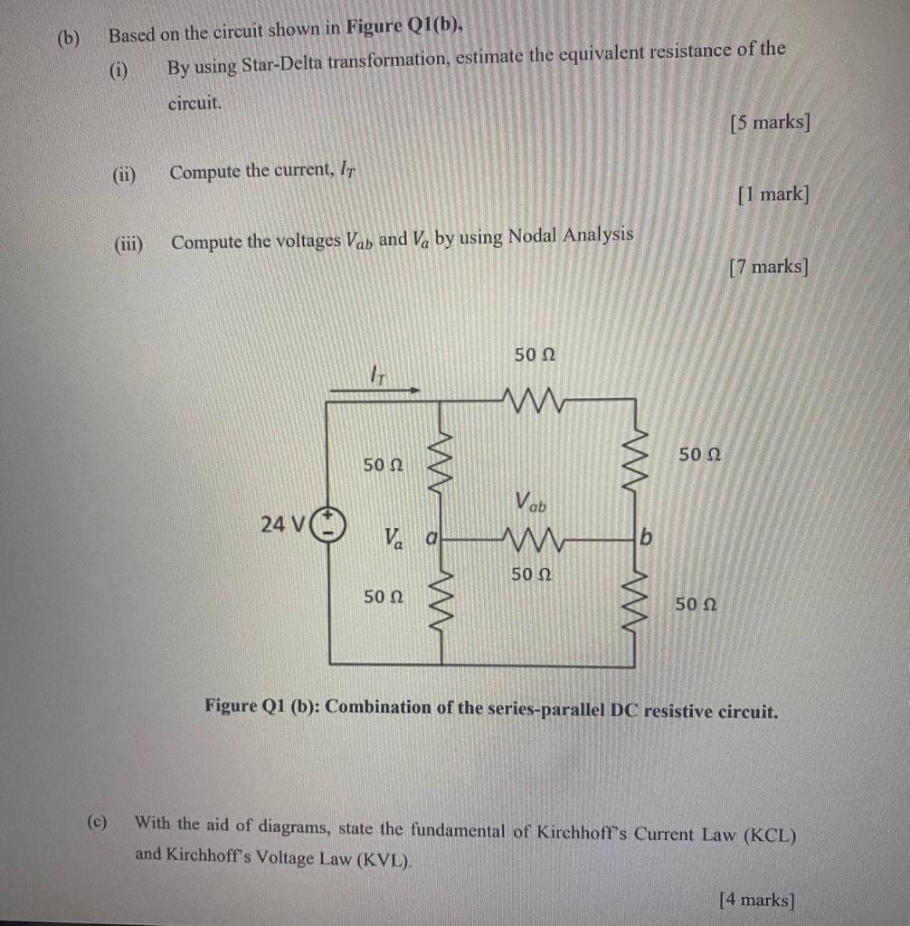 Solved (b) Based on the circuit shown in Figure Q1(b), (0) | Chegg.com