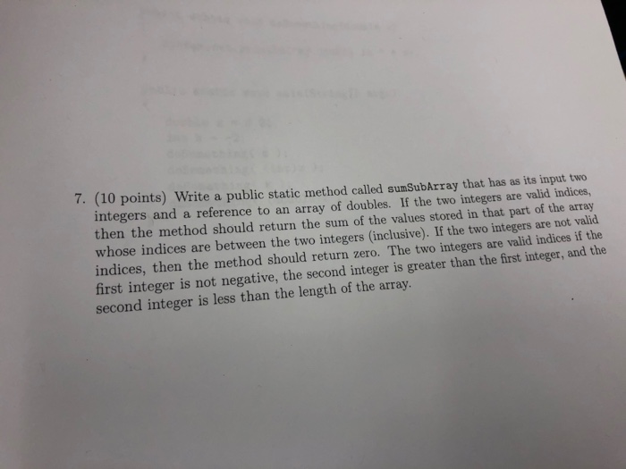 Solved 7. (10 points) Write a public static method called | Chegg.com