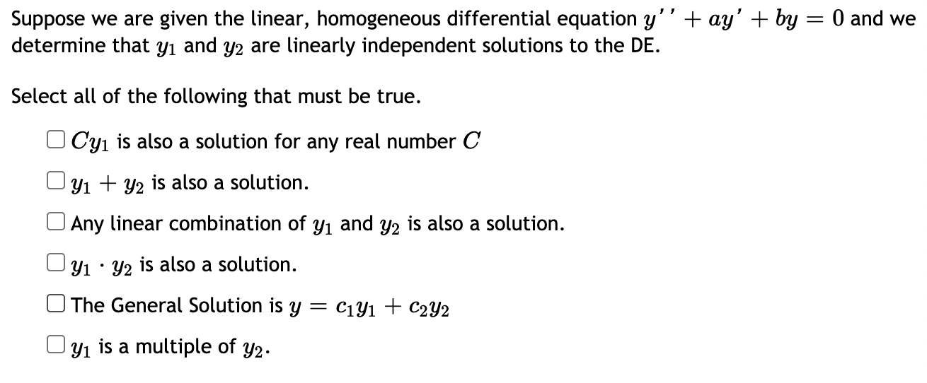 Solved Suppose we are given the linear, homogeneous | Chegg.com