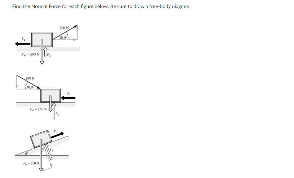 Solved Find the Normal Force for each figure below. Be sure | Chegg.com