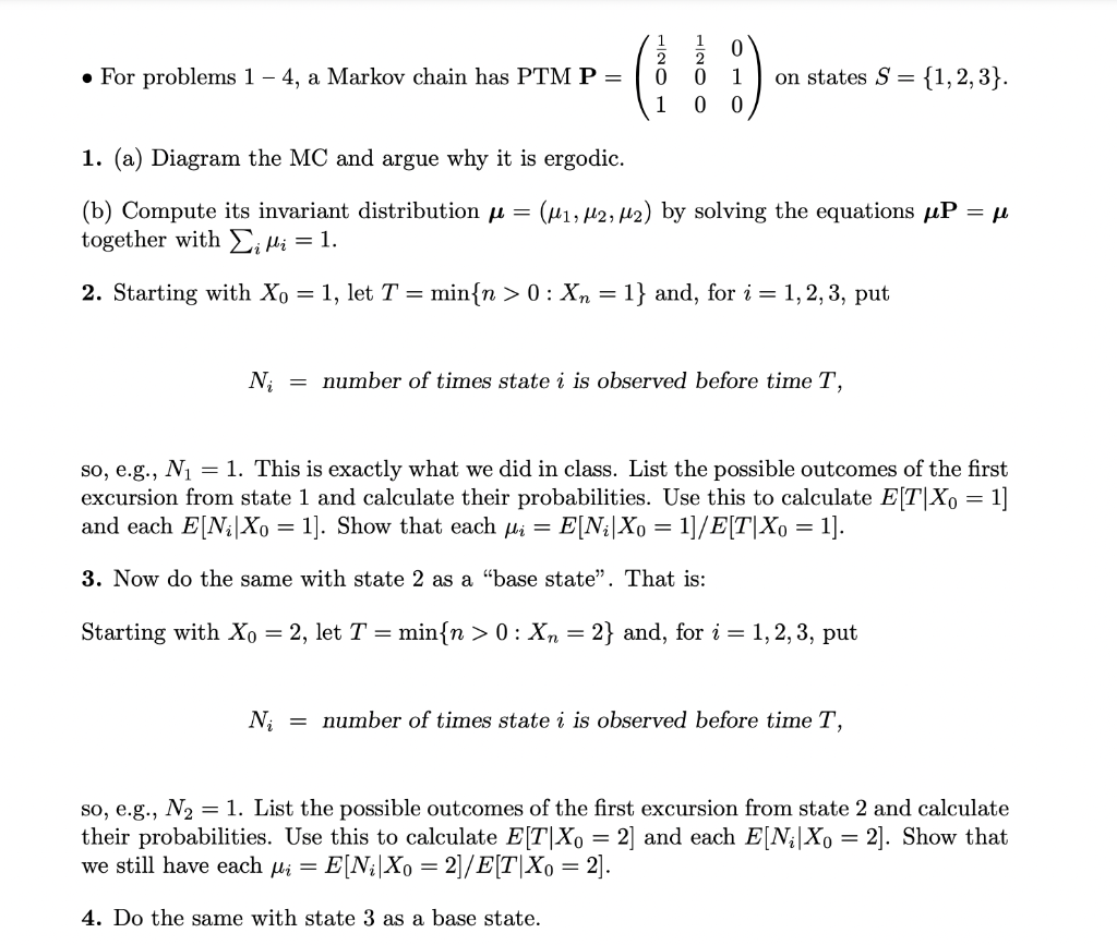 - For problems 1−4, a Markov chain has PTM | Chegg.com