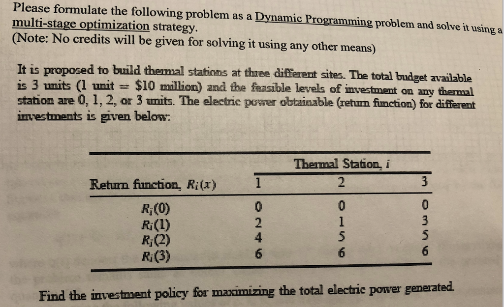 Solved Please formulate the following problem as a Dynamic | Chegg.com