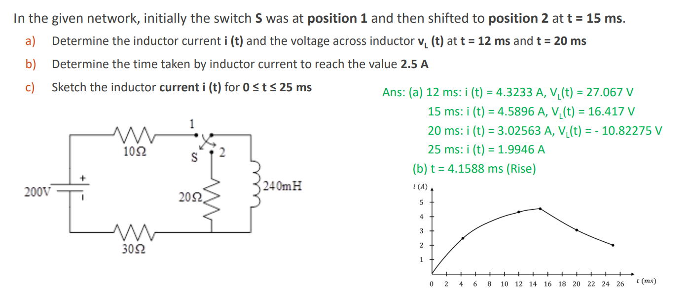 Solved In the given network, initially the switch S ﻿was at | Chegg.com