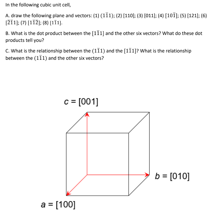 Solved In the following cubic unit cell, A. draw the | Chegg.com