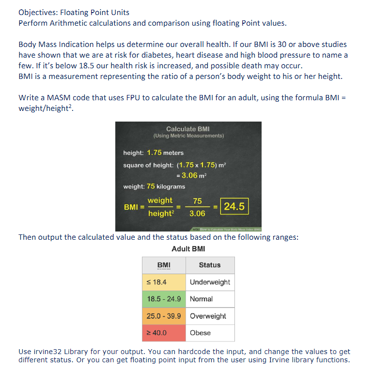 Solved Objectives: Floating Point Units Perform Arithmetic | Chegg.com