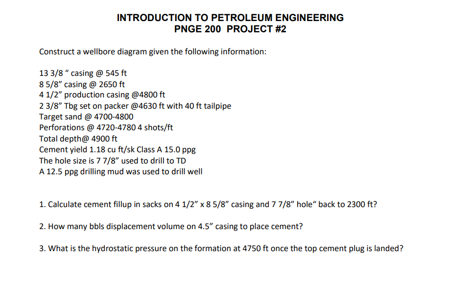 INTRODUCTION TO PETROLEUM ENGINEERING PNGE 200 | Chegg.com