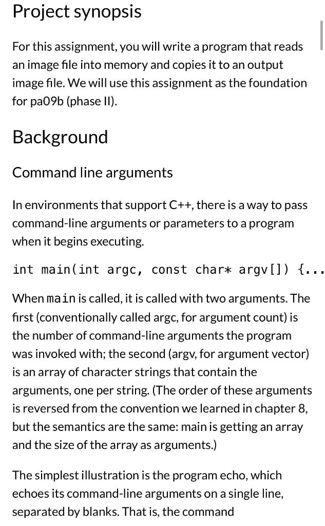 Solved Project synopsis For this assignment, you will write | Chegg.com