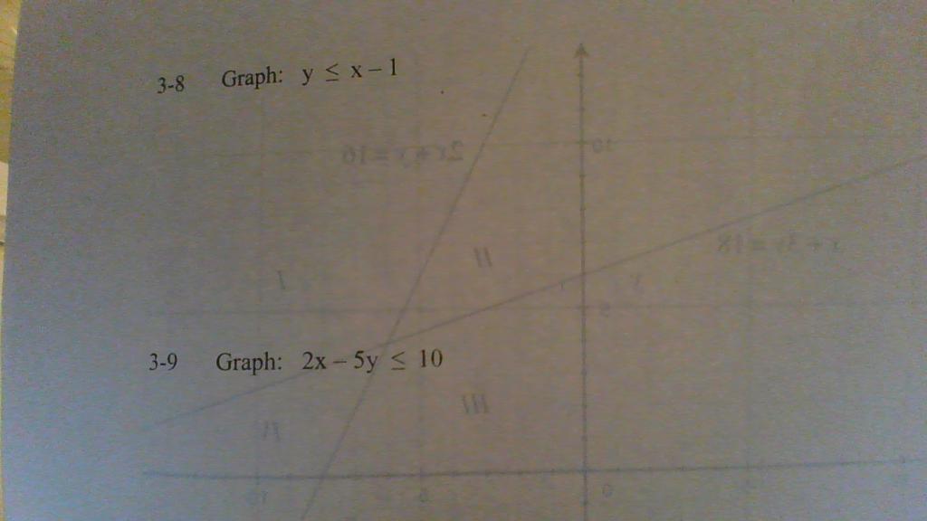 Solved 3-8 Graph: y = x-1 3-9 Graph: 2x - 5y = 10 | Chegg.com