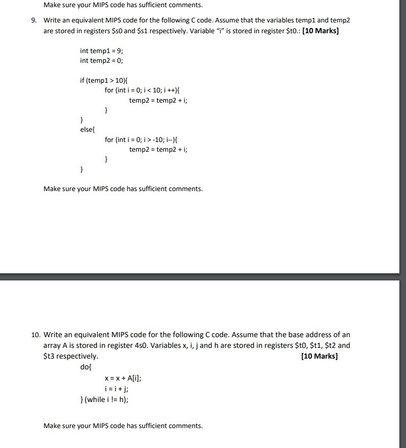 Make sure your MIPS code has sufficient comments. 9. | Chegg.com