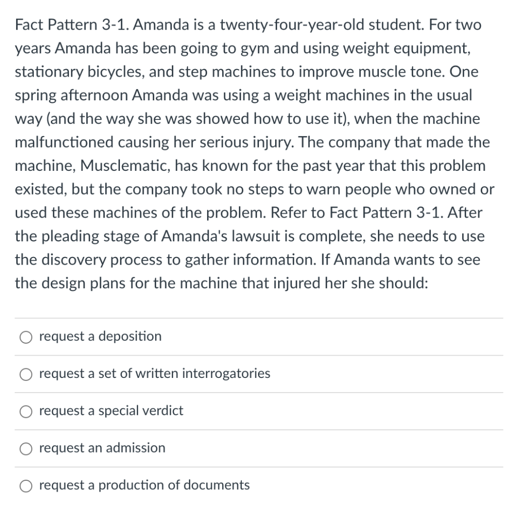 Solved Fact Pattern 3-1. Amanda is a twenty-four-year-old | Chegg.com