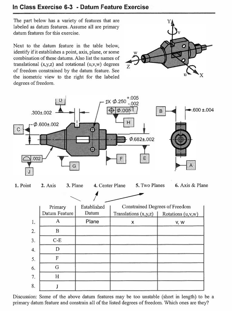 Solved In Class Exercise 6-3 - Datum Feature Exercise The | Chegg.com