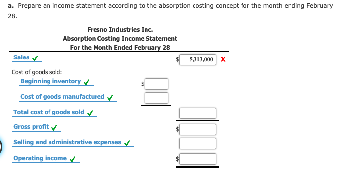 Solved Income Statements under Absorption Costing and | Chegg.com