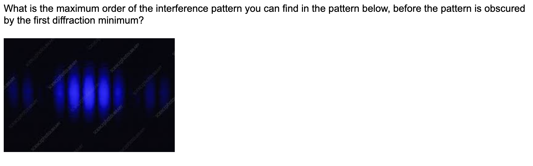 Solved What is the maximum order of the interference pattern | Chegg.com