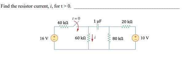 Solved Find the resistor current, i, for t>0. | Chegg.com