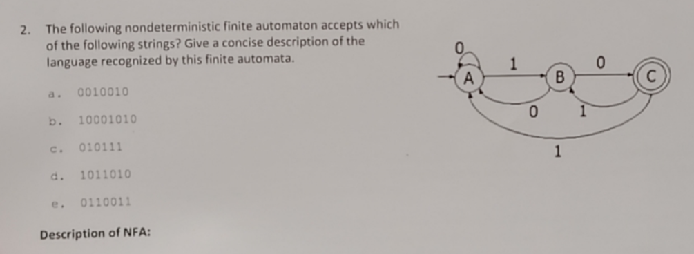 Solved 2. The following nondeterministic finite automaton | Chegg.com