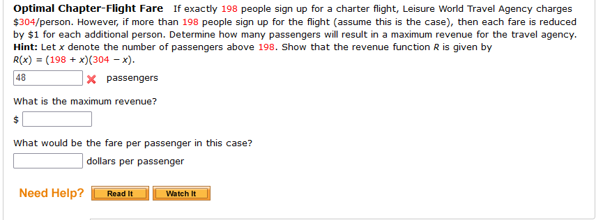 Solved Optimal Chapter-Flight Fare If exactly 198 people | Chegg.com