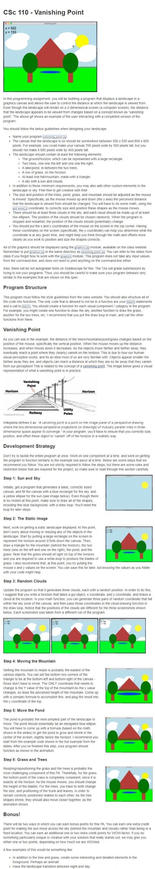 Solved CSc 110 - Vanishing Point x=522 y = 153 In this | Chegg.com