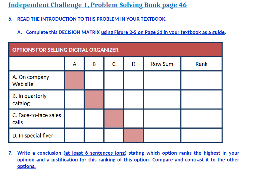 Solved Independent Challenge 1, Problem Solving Book page 46 | Chegg.com