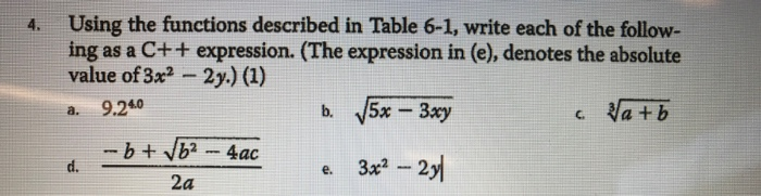Solved Using the functions described in Table 6-1, write | Chegg.com