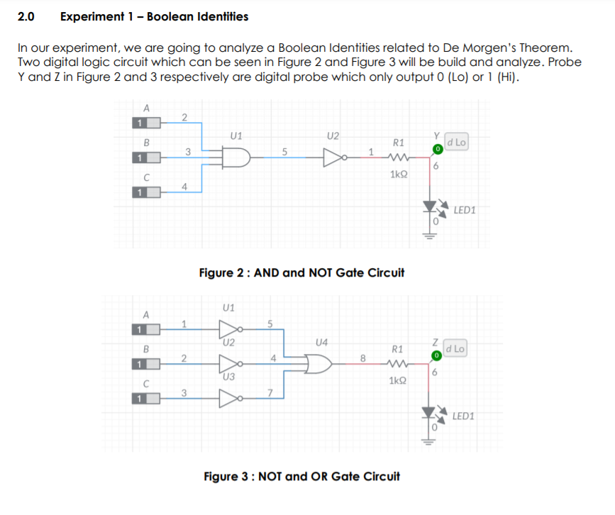 Solved 2.0 Experiment 1 - Boolean Identities In our | Chegg.com