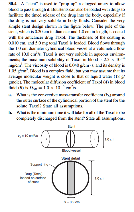 Solved 30.4 A "stent" is used to "prop up” a clogged artery | Chegg.com
