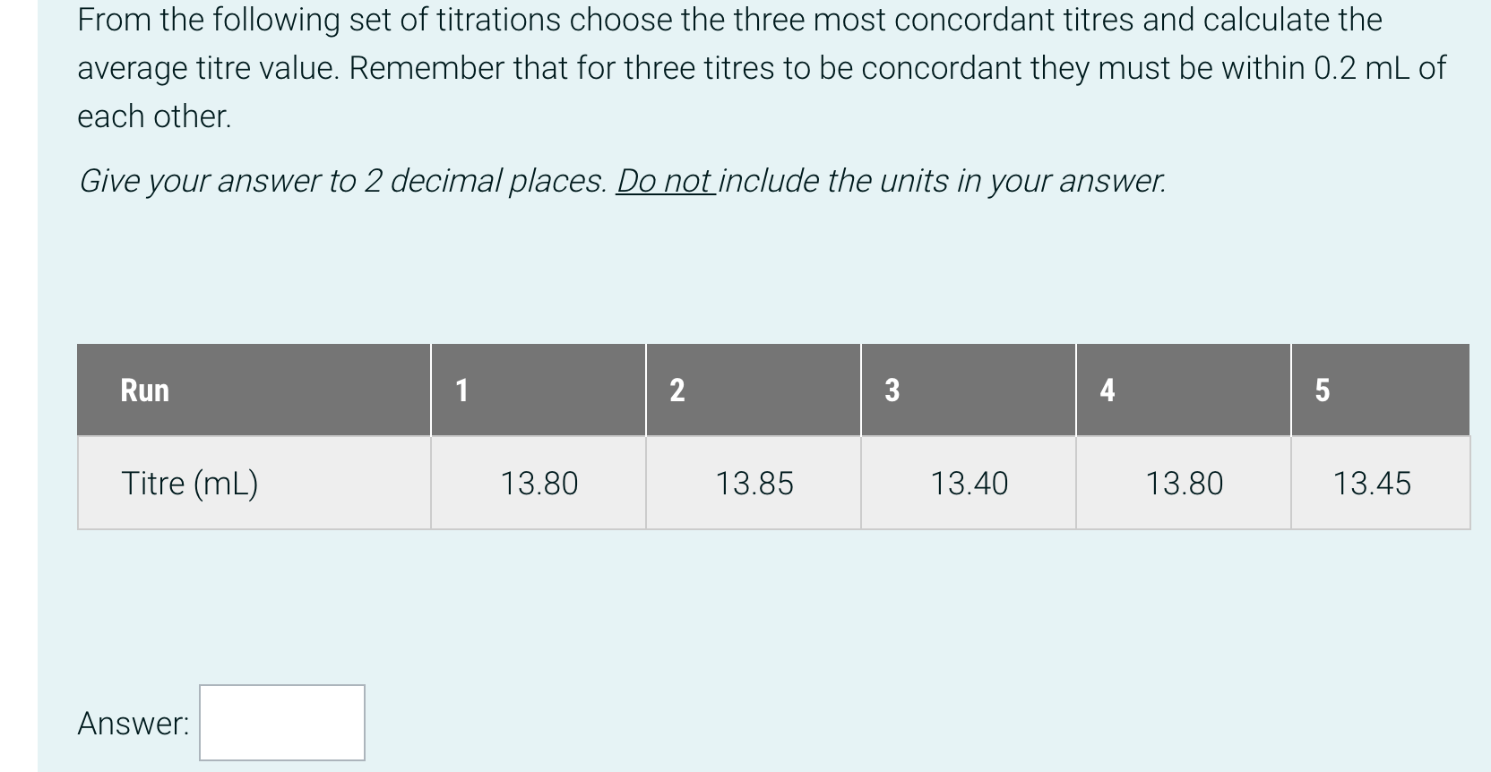 Solved From the following set of titrations choose the three | Chegg.com