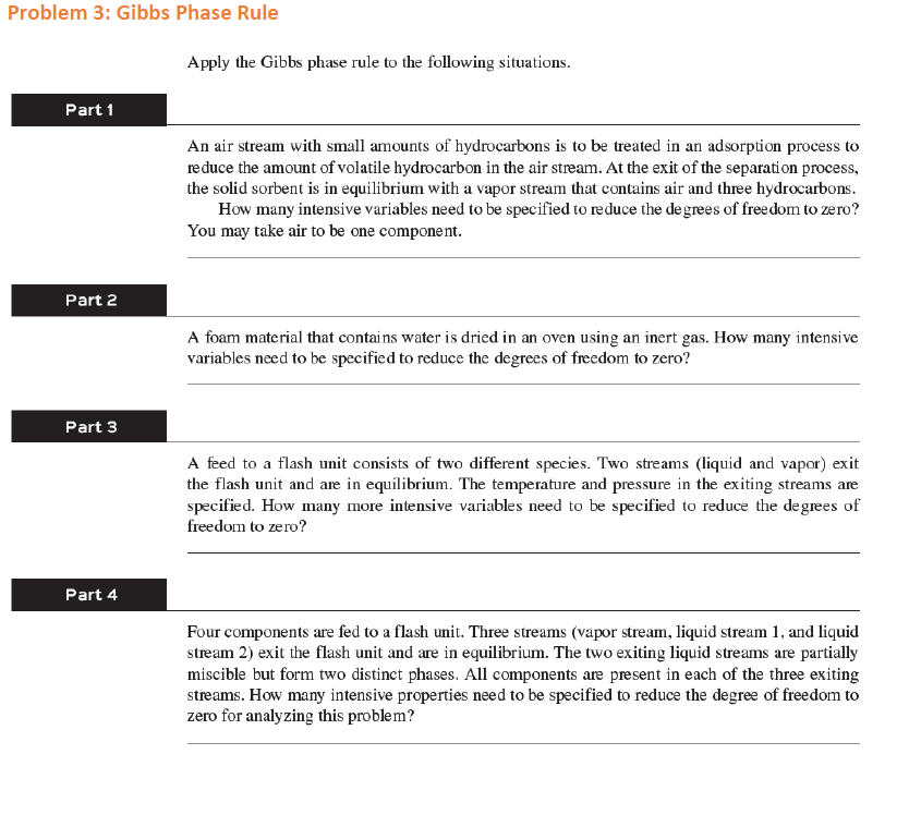 Solved Problem 3: Gibbs Phase Rule Apply the Gibbs phase | Chegg.com