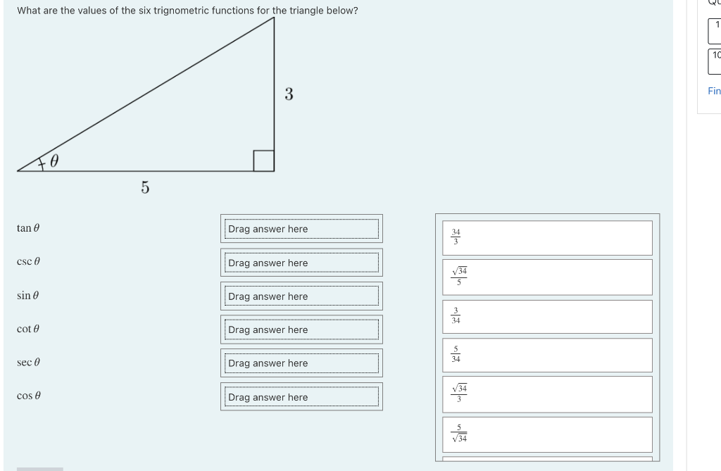 Solved What are the values of the six trignometric functions | Chegg.com