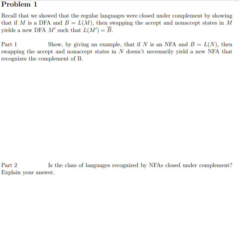 Solved Recall that we showed that the regular languages were | Chegg.com