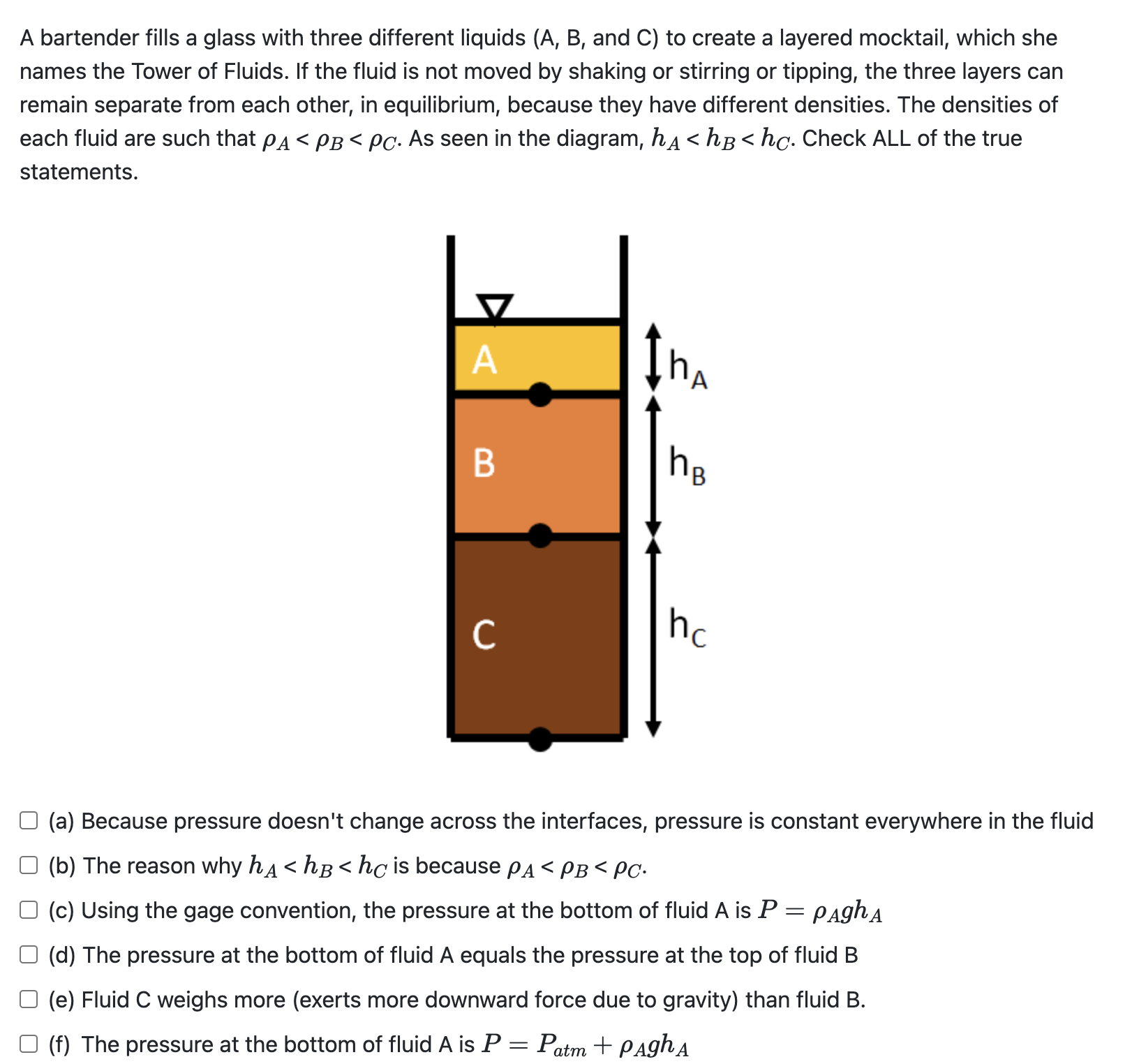 Solved A bartender fills a glass with three different | Chegg.com
